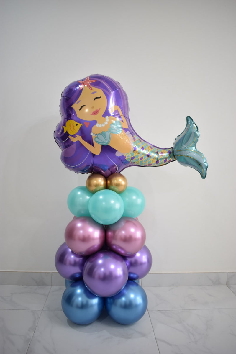 Mermaid Themed Birthday Column – Yalla Balloons